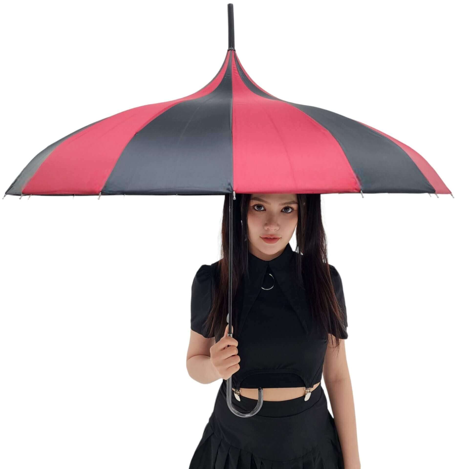 Classic Gothic Striped Pagoda Umbrella - Gothika