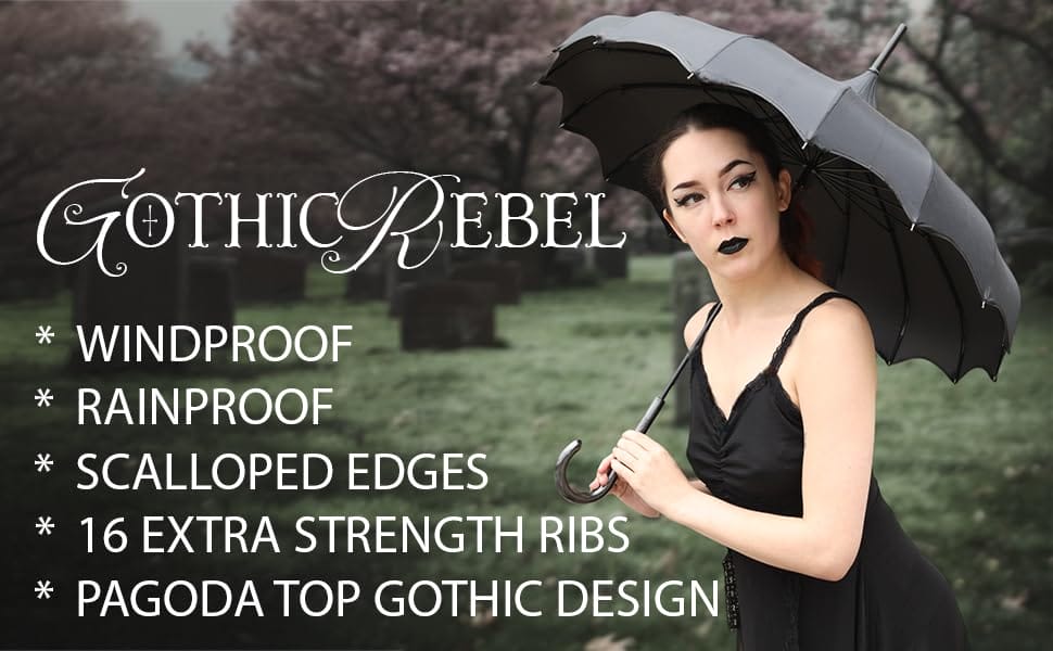 Gothic Rebel Dark Wing Pagoda Umbrella - Gothika.com